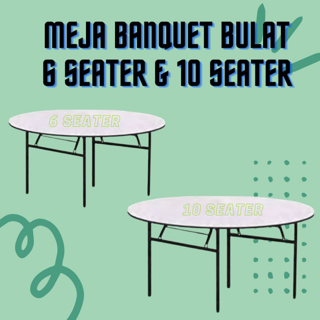 MEJA BANQUET BULAT 6SEATER DAN 10SEATER / MEJA MAKAN BULAT / MEJA ...