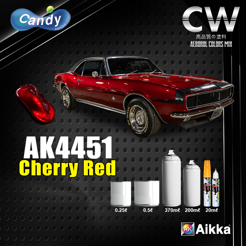 2K Paint 【 AIKKA AK4451 Cherry Red 】 CANDY SERIES Color Car Motor Paint DIY Aerosol Spray Cat ...
