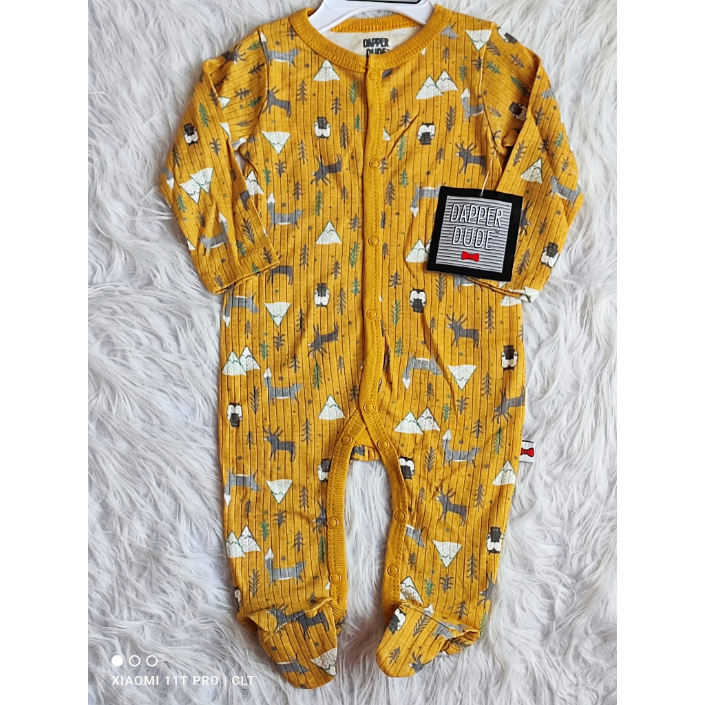 Mustard yellow dapper dude sleepsuit animal design | Shopee Malaysia