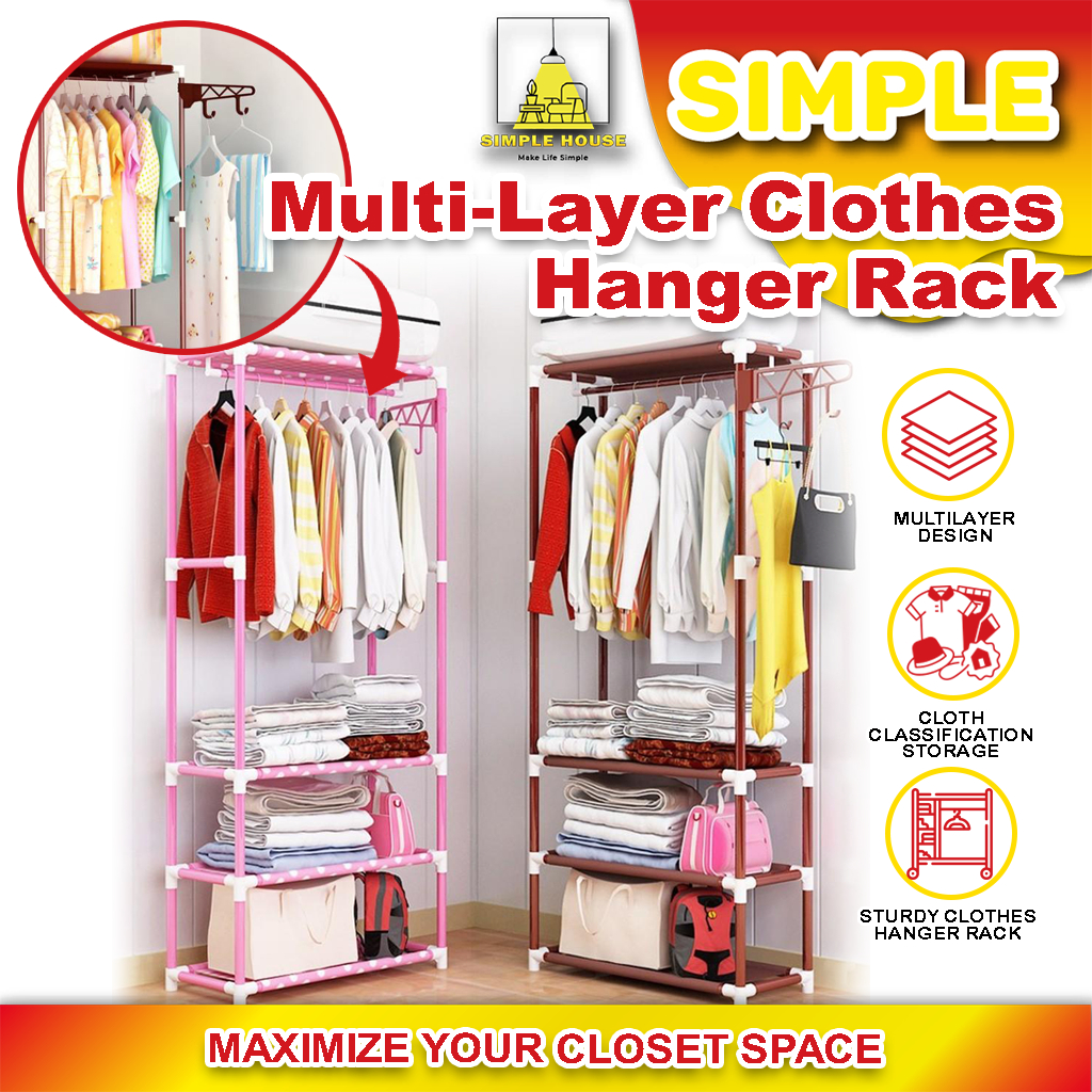 𝗦𝗜𝗠𝗣𝗟𝗘 KOREAN STYLE Multi-Layer Cloth Classification Storage Wardrobe ...