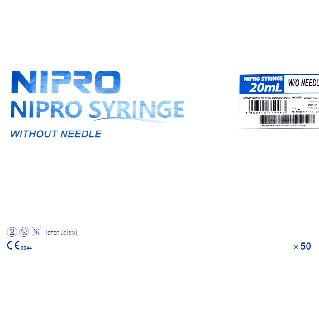 Nipro Syringe without needle 20ml Luer Slip -50's EXPIRY 2027 READY STOCK | Shopee Malaysia