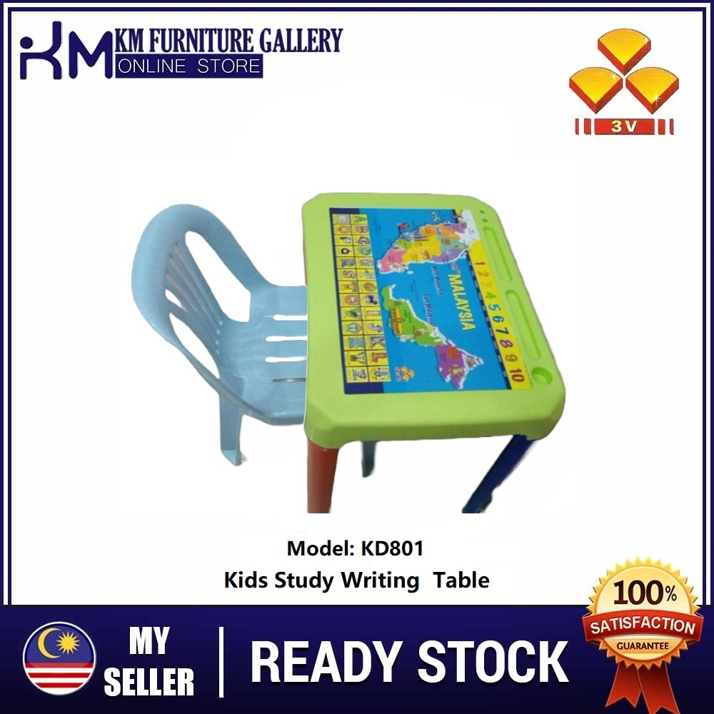 KM Furniture Kids Children ABC Study Writing Table With Chair Full Set ...
