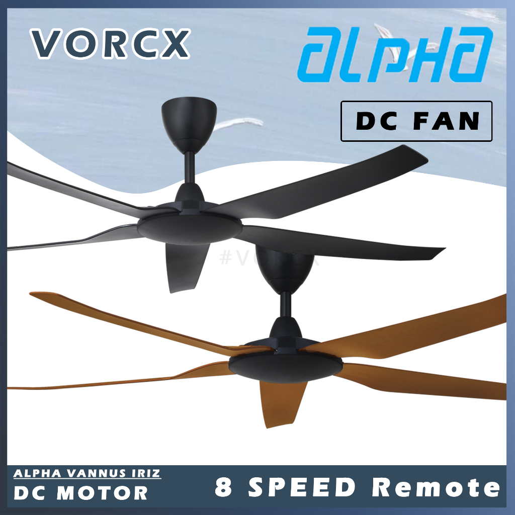 Alpha Vannus Iriz (DC Motor) Ceiling Fan 5 Blade 8 Speed (Walnut / Matt ...