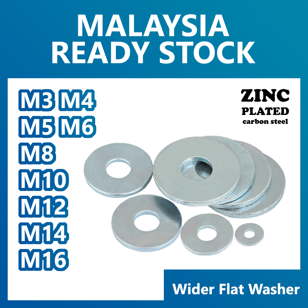 Wider Flat Washer M3 M4 M5 M6 M8 M10 M12 M14 M16 Zinc Plated DIN 9021 ...