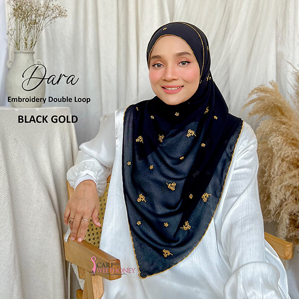 DARA Tudung Sulam Klasik Instant Shawl Chiffon Dua Muka Double Loop ...
