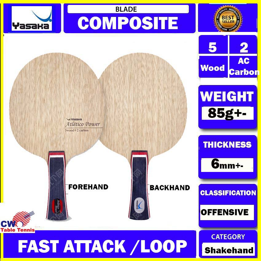 Yasaka Atletico Power Carbon Bat 5+2 ac carbon Table Tennis Blade Ping ...