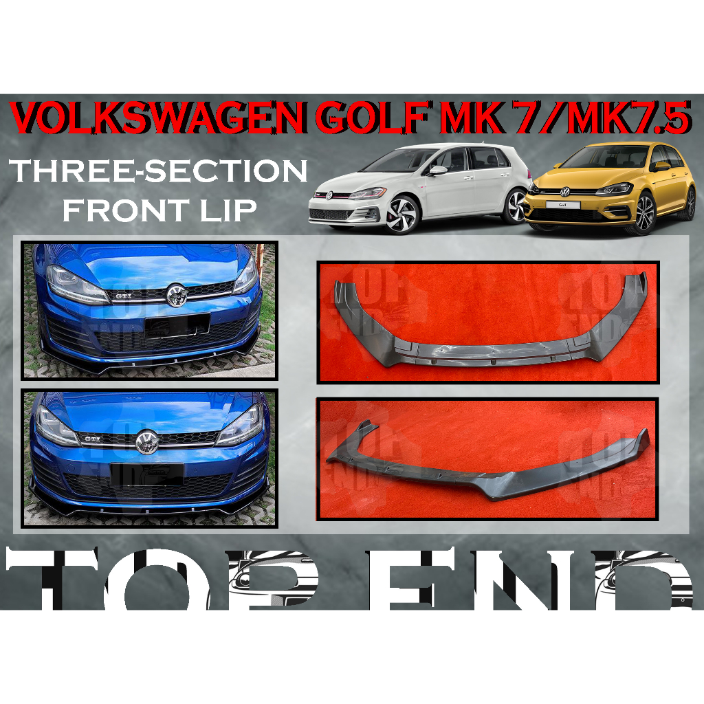 VOLKSWAGEN GOLF MK7 MK7.5 R RLINE GTI THREE-SECTION FRONT LIP BUMPER ...