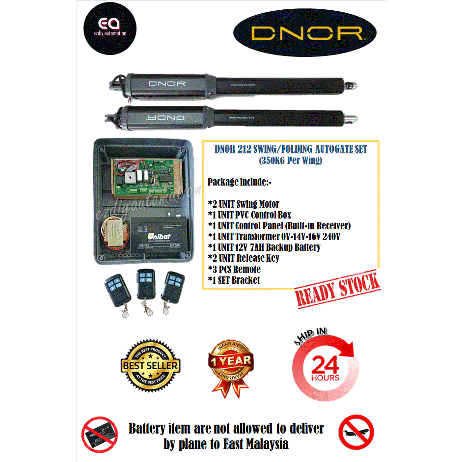 DNOR Autogate 212 System Full Set for Swing / Folding Gate - READYSTOCK ...