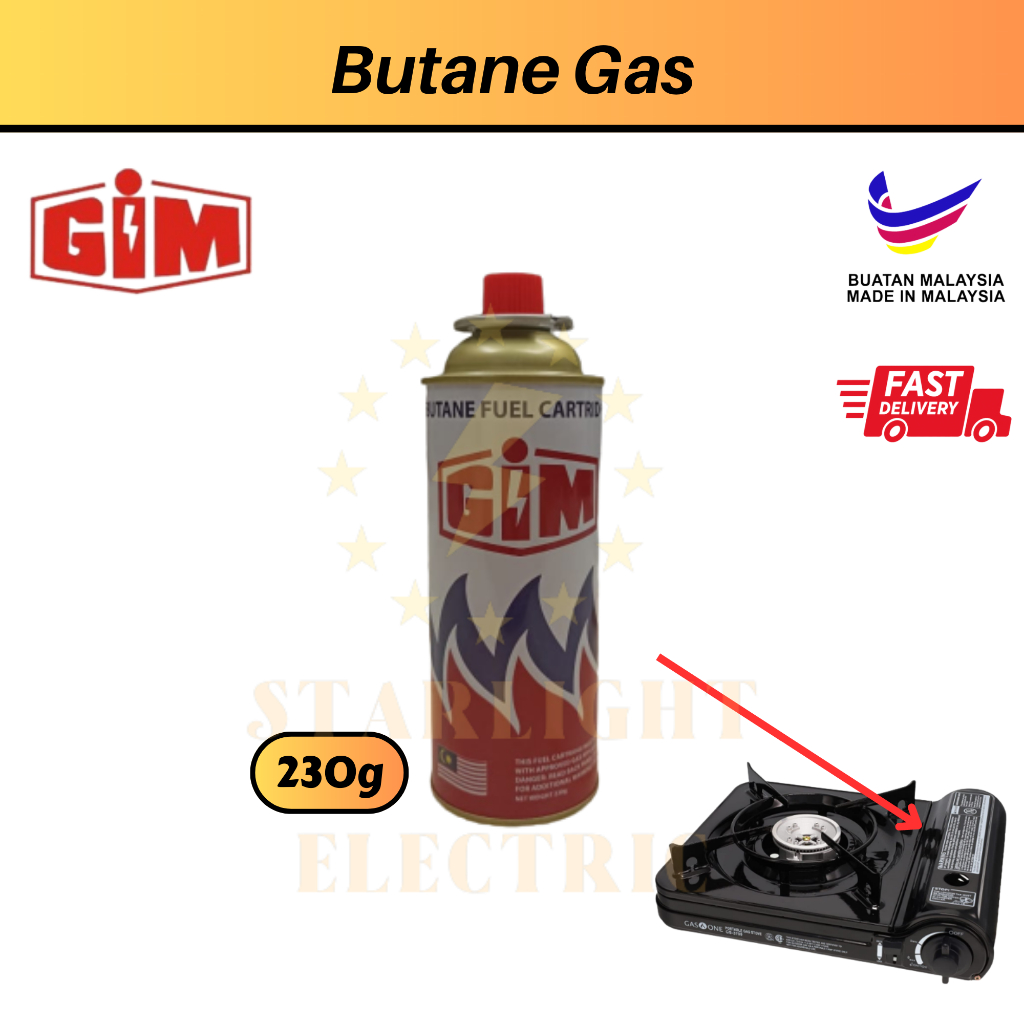 GIM Butane Gas/Cartridge Portable/Dapur Gas Tin [ 230g ] Made In ...