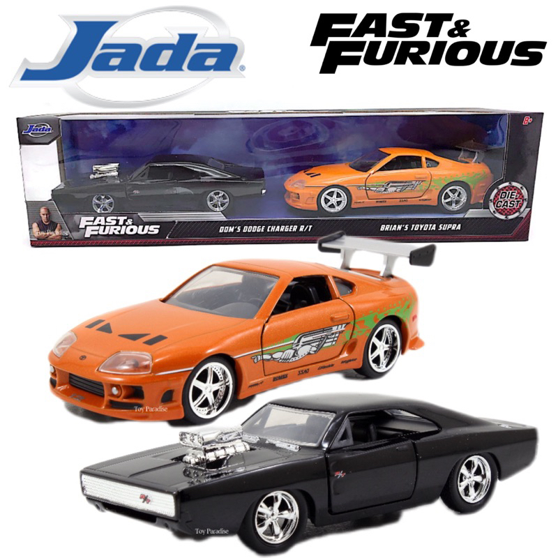 Jada Toys Metal Die cast Car Vehicle Fast & Furious Dom's Dodge Charger R/T & Brian's Toyota ...