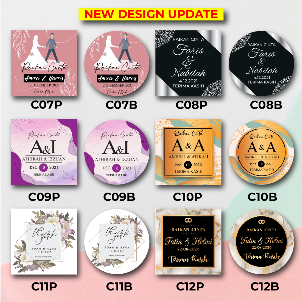 Sticker Kahwin Doorgift Custom 100 / 150 Pcs – Label Wedding, Tunang ...