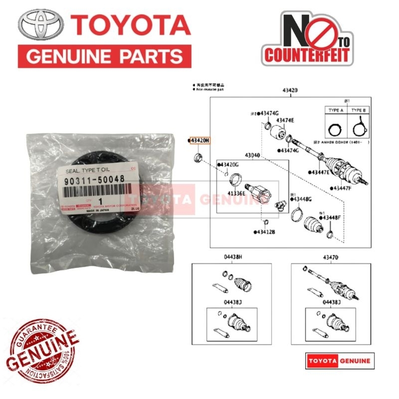 Toyota Original Drive Shaft Oil Seal For ACR30 ACR50 ANH20 AGH30 ACV30 ...
