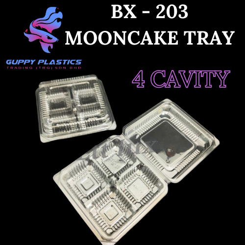 BX 203 4CAVITY MOONCAKE TRAY / BX 203 PLASTIC TRAY / DISPOSABLE CLEAR PLASTIC TRAY | Shopee Malaysia
