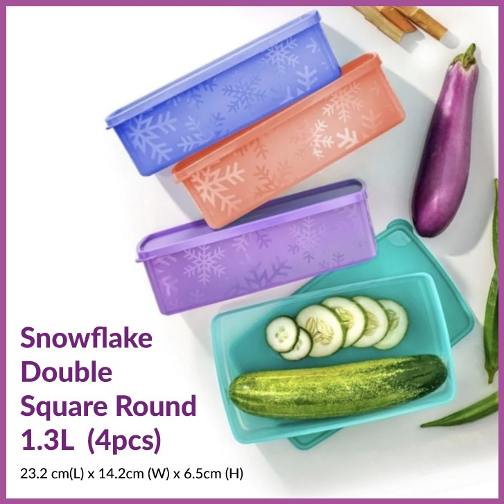 TUPPERWARE Snowflake Double Square Round 1.3L (Random Colour ship 1 pc ...