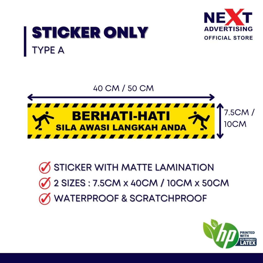Mind Your Step Sticker With Matte Lamination | 2 Sizes | Shopee Malaysia