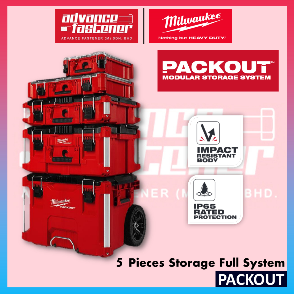 MILWAUKEE PACKOUT™ 5 PIECE STORAGE SYSTEM ( 48-22-8435 , 48-22-8430 , 48-22-8424 , 48-22,8425 ...