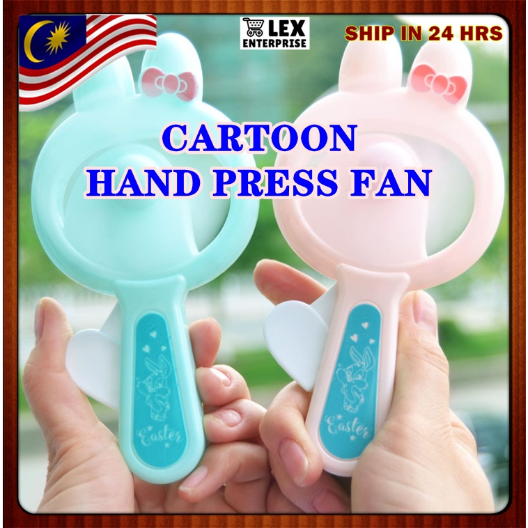 Cute Cartoon Mini Hand Press Fan Manual Convenient Kipas Tangan Tekan ...