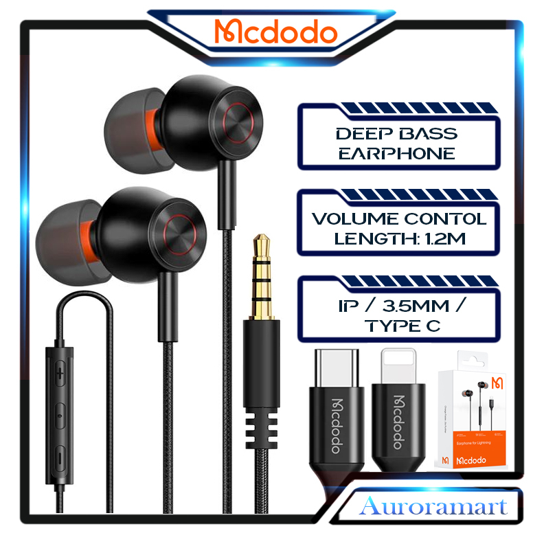 Original Mcdodo Earphone With Microphone In Ear Earbuds Wired Earphones ...