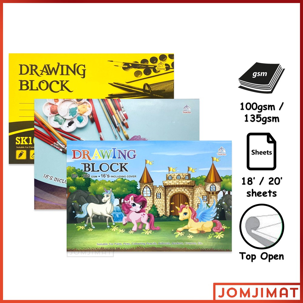 Drawing Block B4 100gsm/135gsm (18' /20'sheets)/ Drawing Book / Art ...