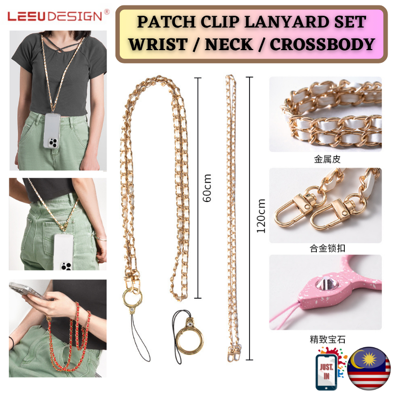 LEEU DESIGN METAL CHAIN Lady Women Lanyard Braided Alloy PU Leather ...