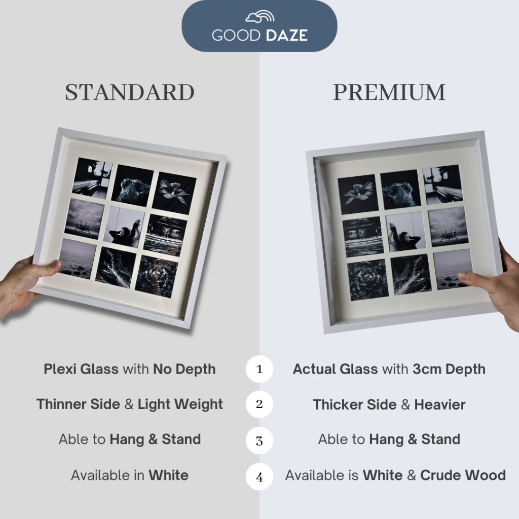 GOOD DAZE 3D Square Photo Frame Collage Photo Frame Custom Frame 九宫格相框 四宫格相框 四方相框 Frem Gambar ...