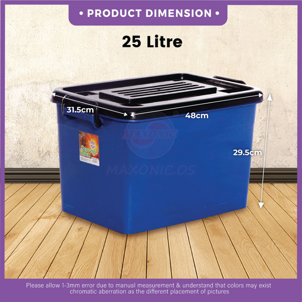 MAXONIC 15/25/45L STORAGE BOX WITH WHEELS | KOTAK SIMPANAN RODA ...