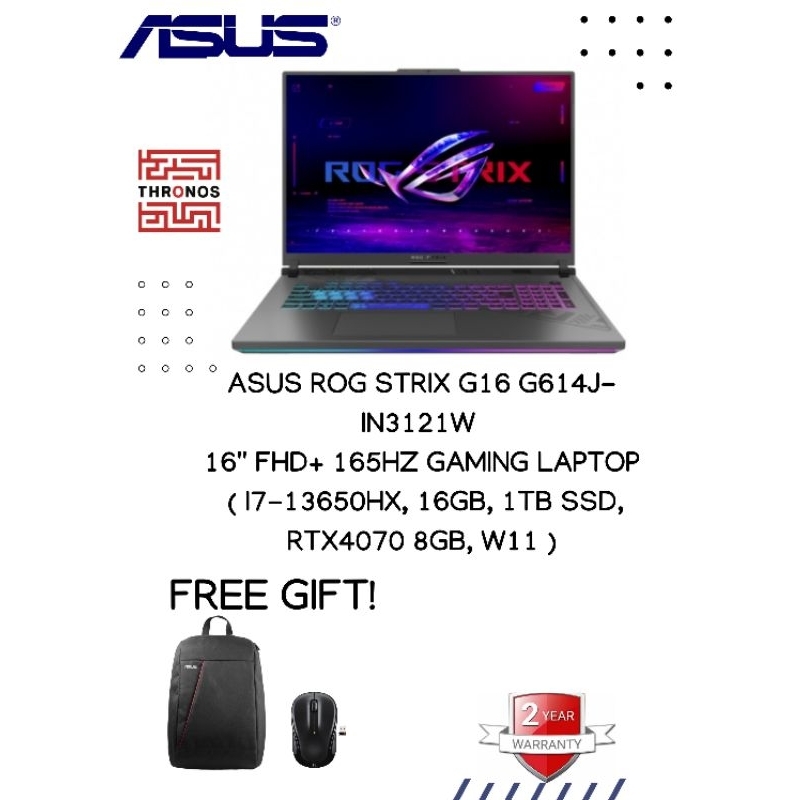 Asus ROG Strix G16 G614J-IN3121W 16'' FHD+ 165Hz Gaming Laptop | Shopee ...