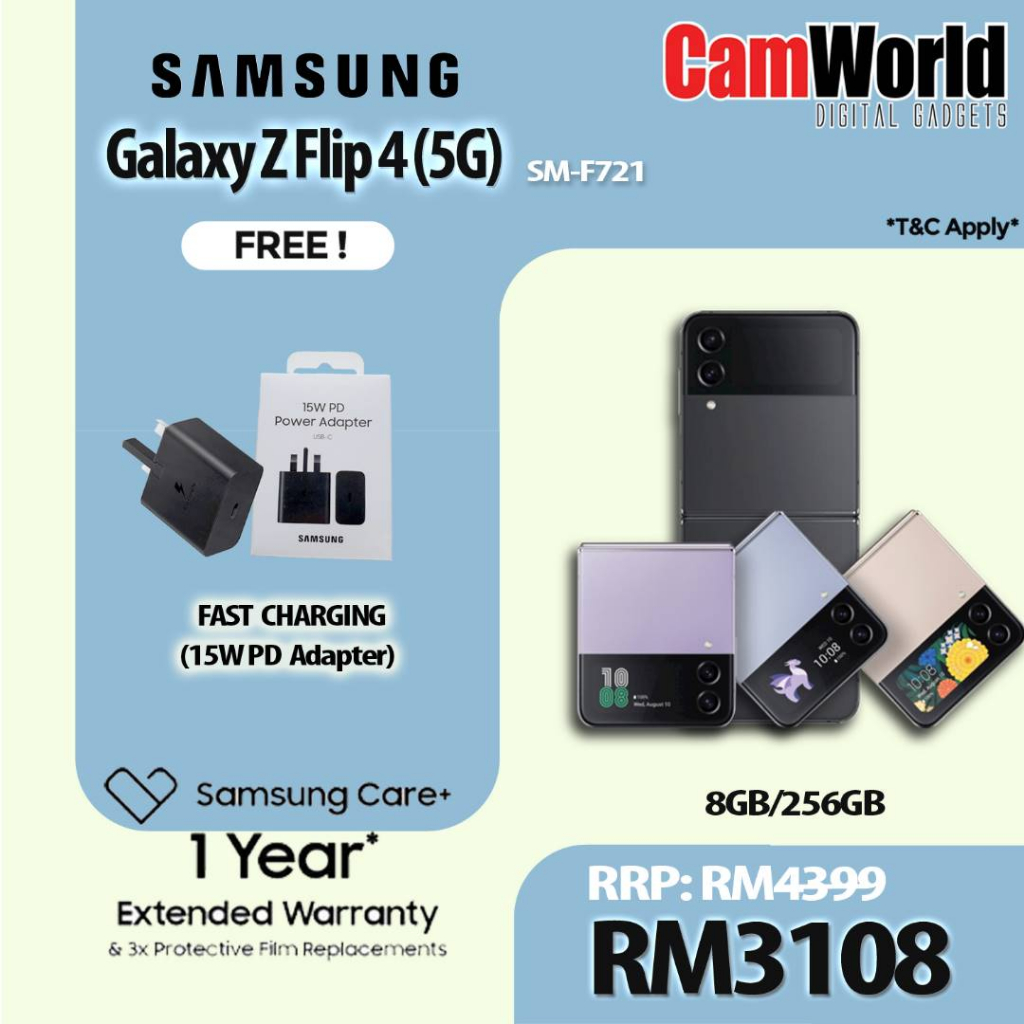Samsung Galaxy Z Flip4 / Flip 4 5G (F721) ( 8GB+256GB ) With 15W | Shopee Malaysia
