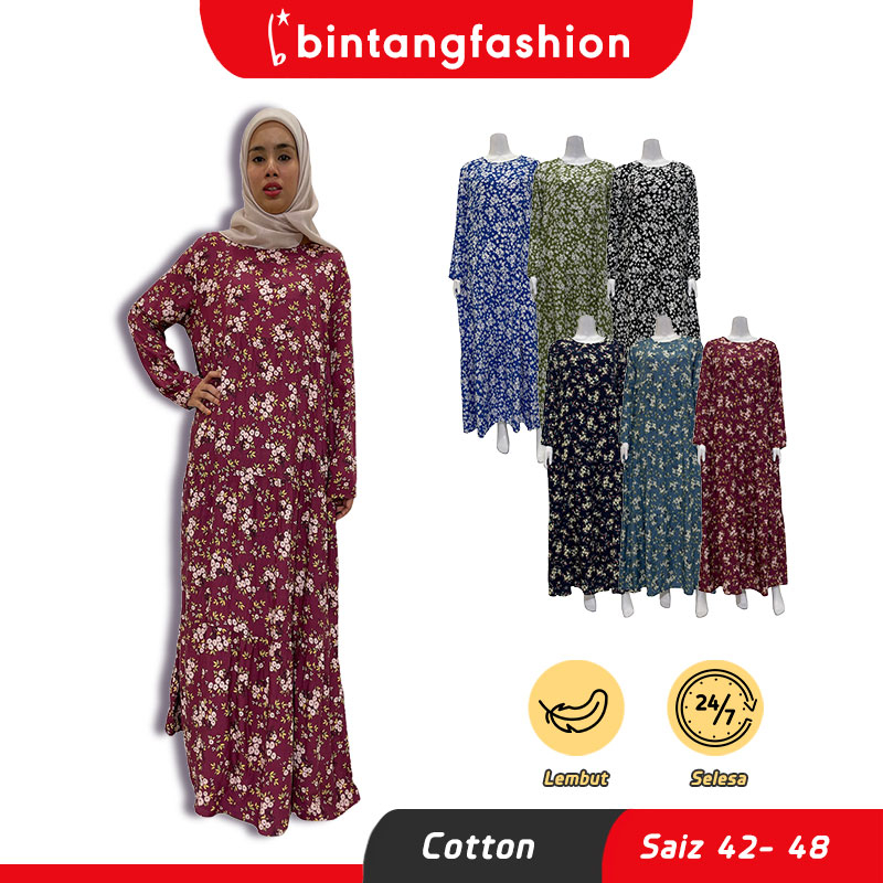 Bintang Fashion Dress Muslimah Ruffle Cotton Saiz Besa | Jubah Dress ...