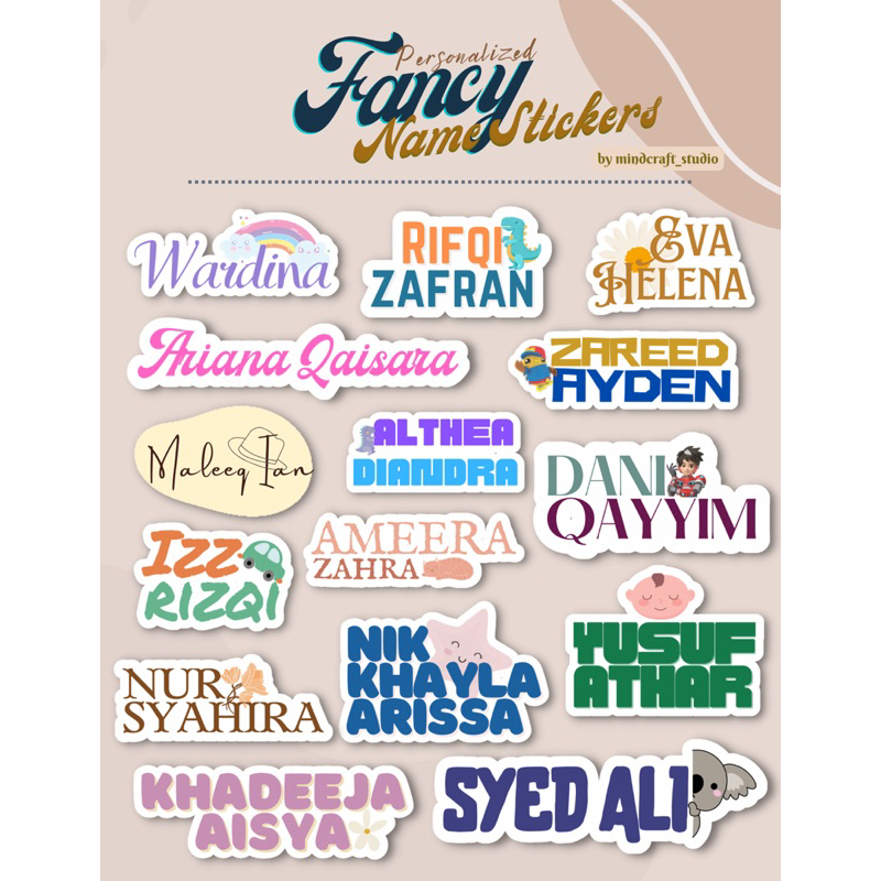Custom Made Name Stickers Design Nama (Design File) | Shopee Malaysia