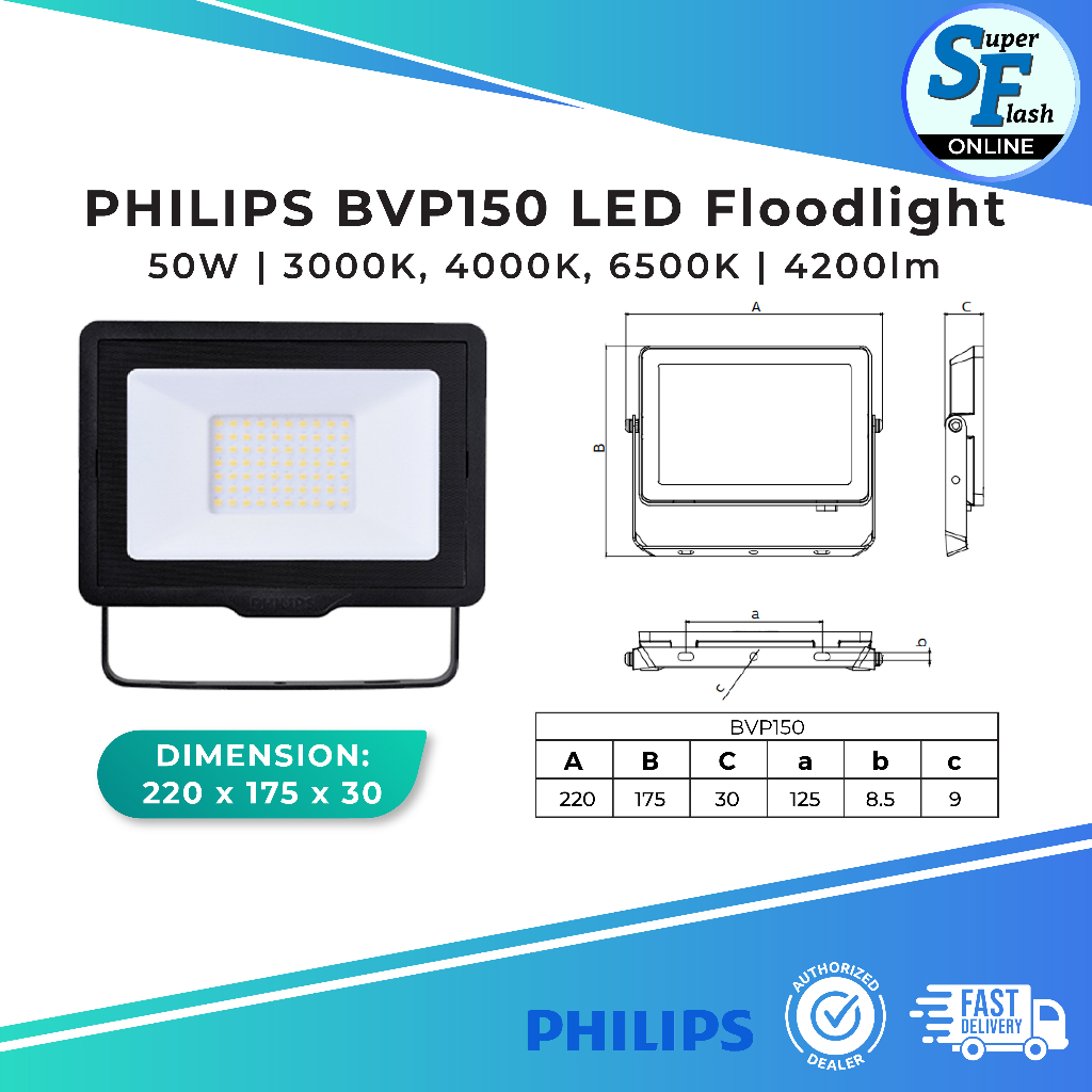 PHILIPS BVP150 Smartbright LED Floodlight | 10W / 20W / 30W /50W / 70W ...