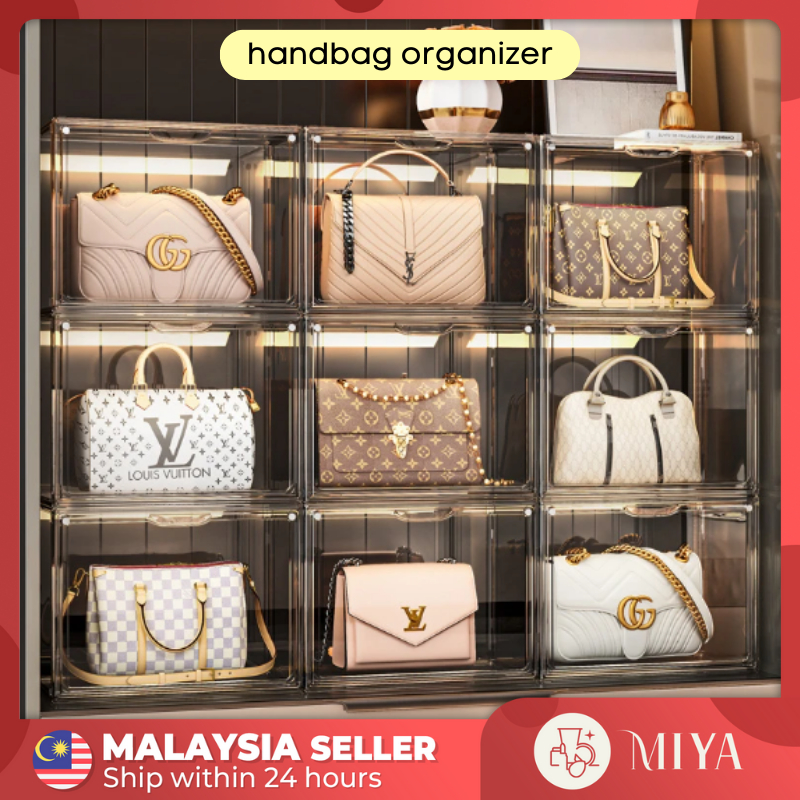 Acrylic Handbag Organizer Storage Box With Cover Dustproof Magnetic ...