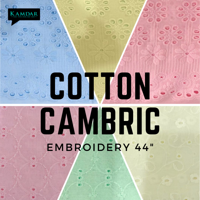 KAMDAR: COTTON CAMBRIC FABRIC EMBROIDERY 44" KAIN SEJUK DAN SELESA ...