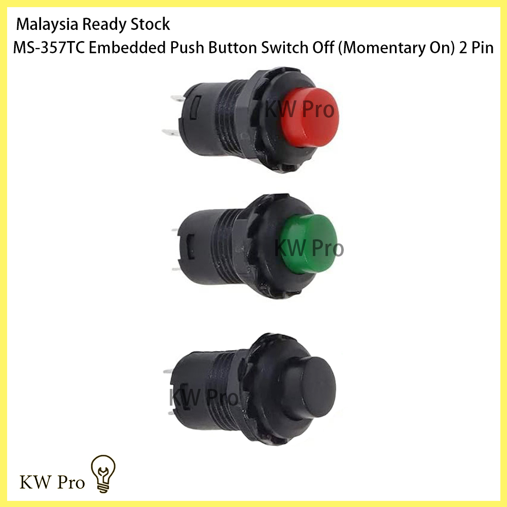 MS-357TC Embedded Push Button Switch Off (Momentary On) 2 Pin 3A 125Vac ...