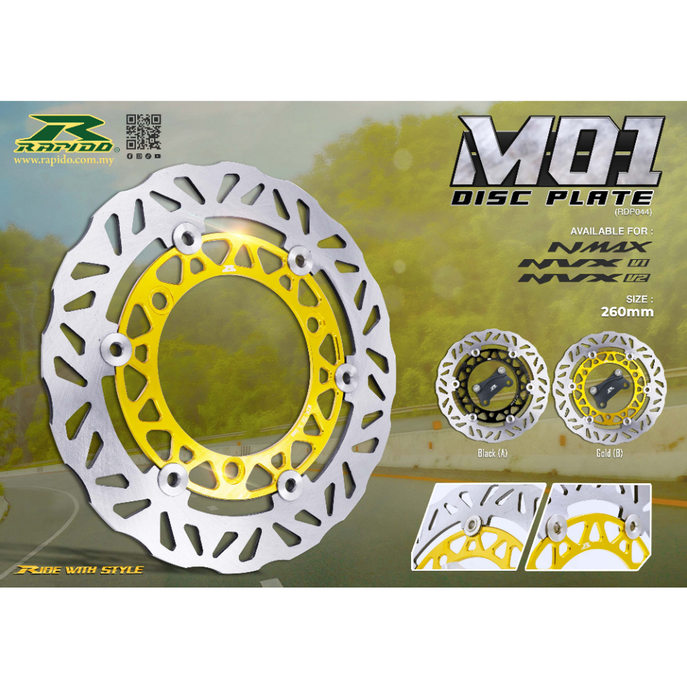 [READY STOCK] YAMAHA NMAX/ NVX RAPIDO M01 DISC PLATE 260MM WITH BRACKET ...