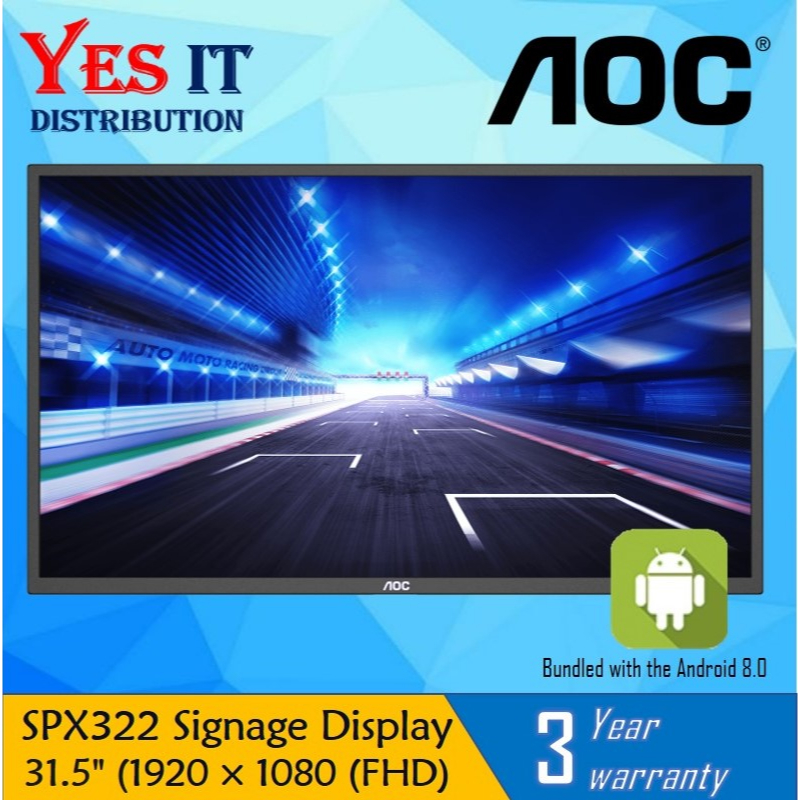 AOC SPX322 31.5" IPS FHD Ultra Narrow Border Signage Display/ Monitor ...