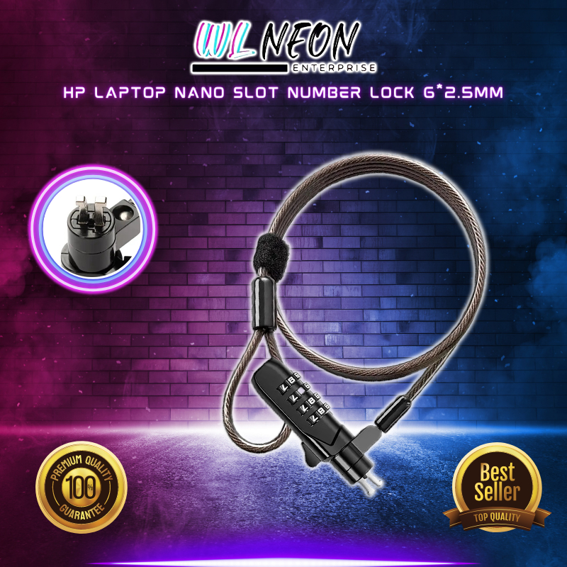HP NANO SLOT 6*2.5MM NUMBER LOCK LAPTOP CABLE LOCK 1.8M | Shopee Malaysia