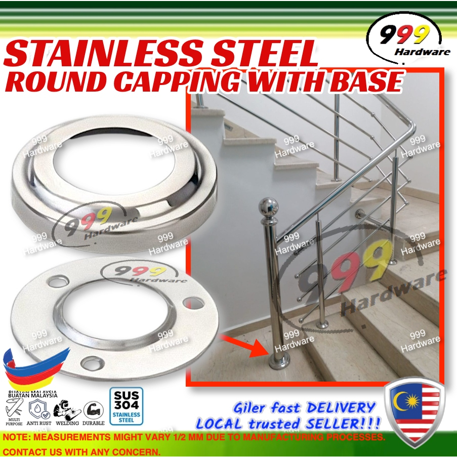 999 STAINLESS STEEL ROUND LEG CAP WITH BASE PLATE / BALUSTER BASE ...