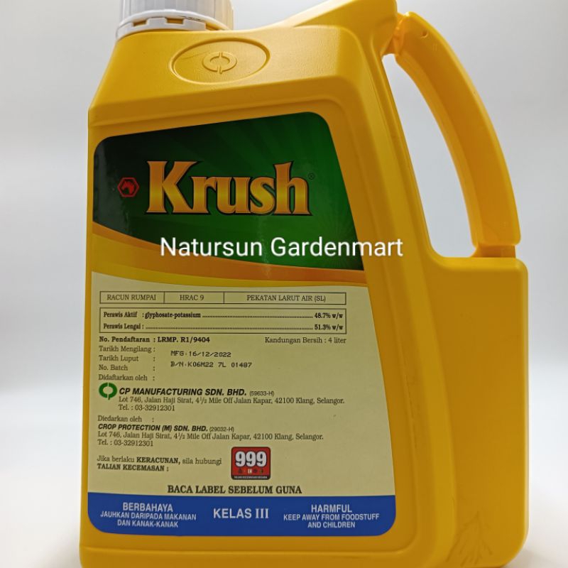 (Rumput) 4L Krush/Cp/Racun Lalang/Racun Rumput/Herbicide | Shopee Malaysia