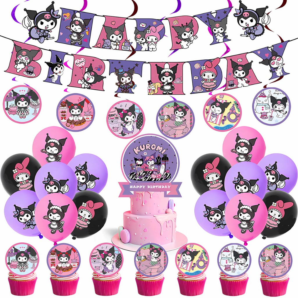 Jomparty Kuromi Melody Birthday Party Supplies Balloons 库洛米气球 派对 Same ...
