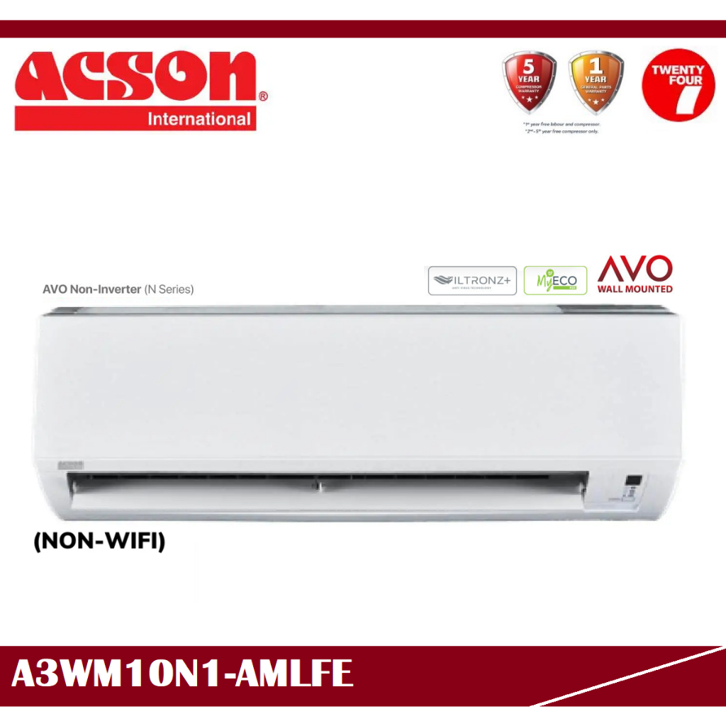 [ Delivered by Seller ] ACSON 1.0HP A3WM10N AVO Non-Inverter Air Conditioner / Aircond / Air ...