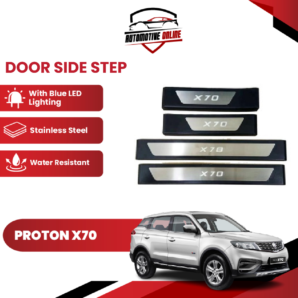 PROTON X70 CHROME SIDE STEP STAINLESS WITH BLUE LED DOOR SILL STEP ...