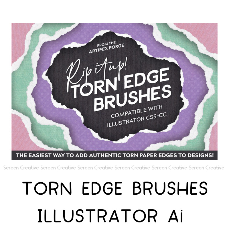AI04 Rip It Up! Torn Paper Edge Brushes for Adobe Illustrator | Shopee Malaysia