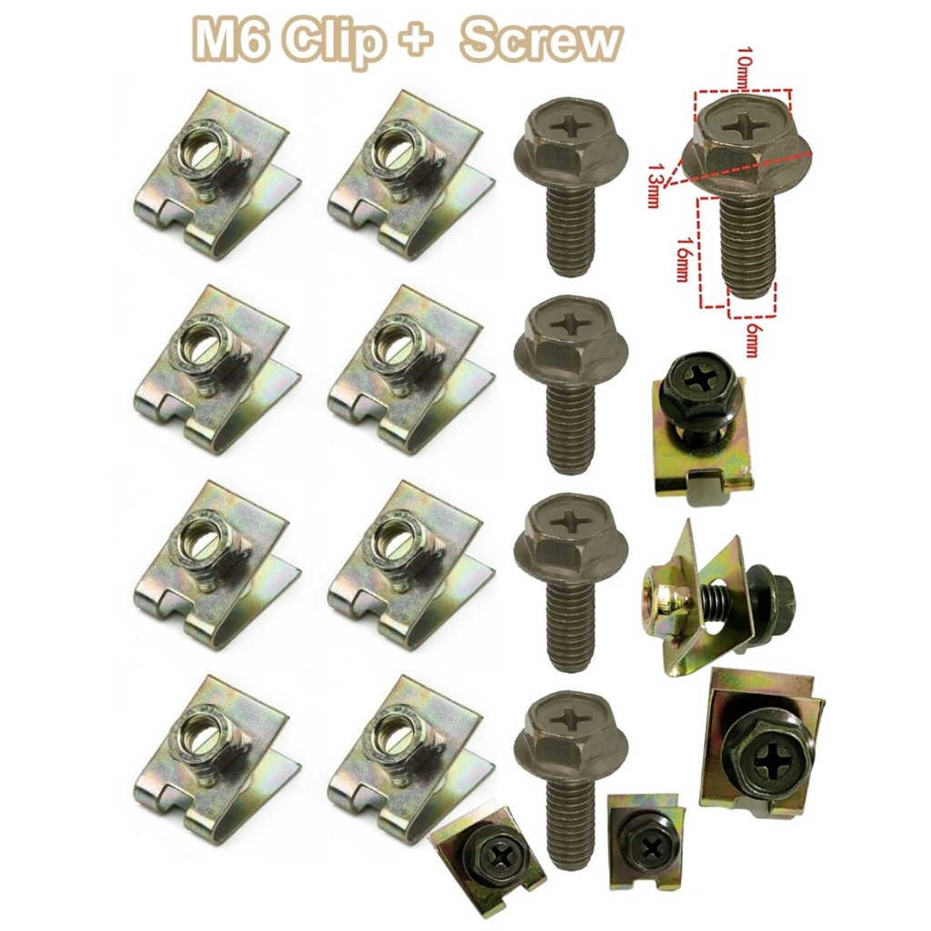 60PCS M6 Spring Clip M6 Screw Skru Cover Set Body Motorcycle Screw ...