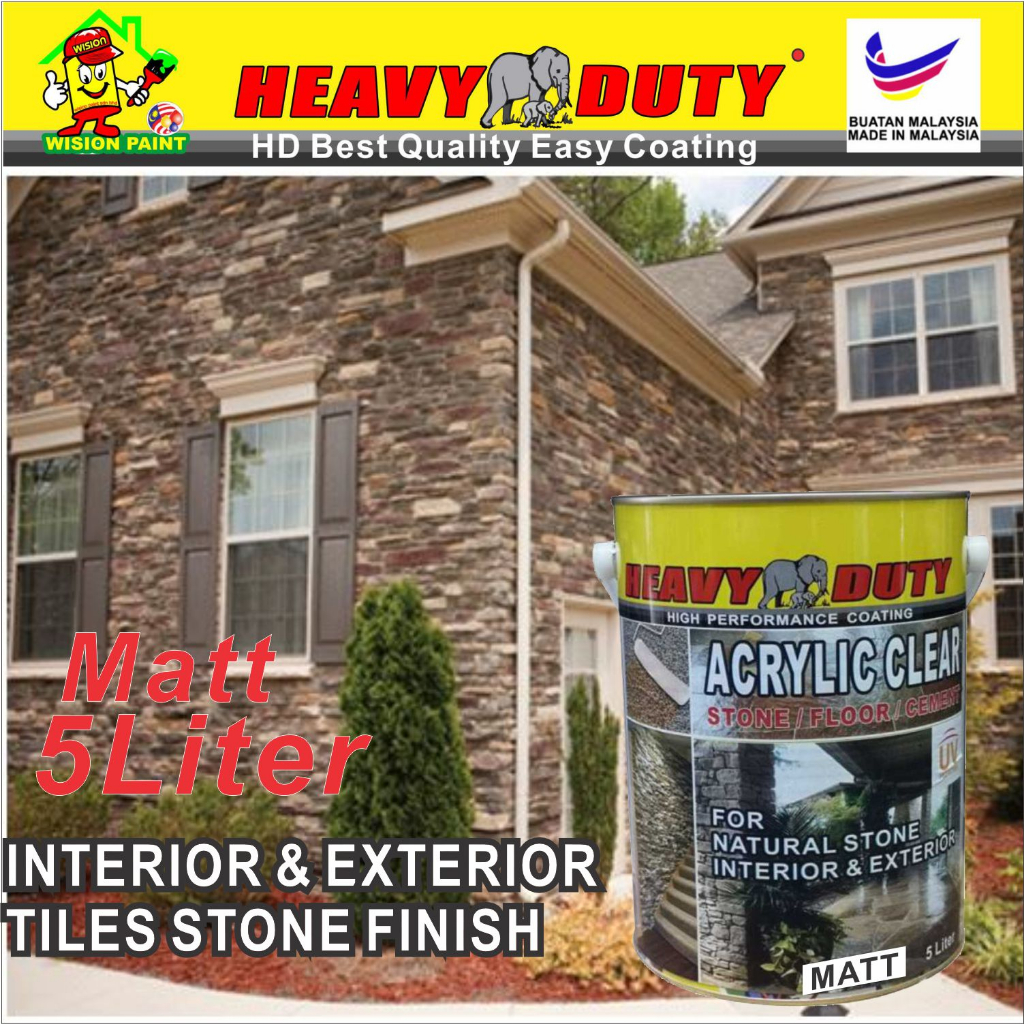 5L ACRYLIC CLEAR HEAVY DUTY ( MATT ) EXTERIOR & INTERIOR Stone & Slate ...