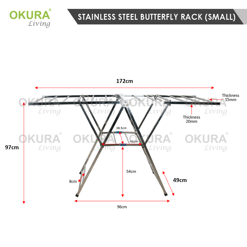 OKURA Stainless Steel Butterfly Drying Rack Outdoor Foldable Clothes ...