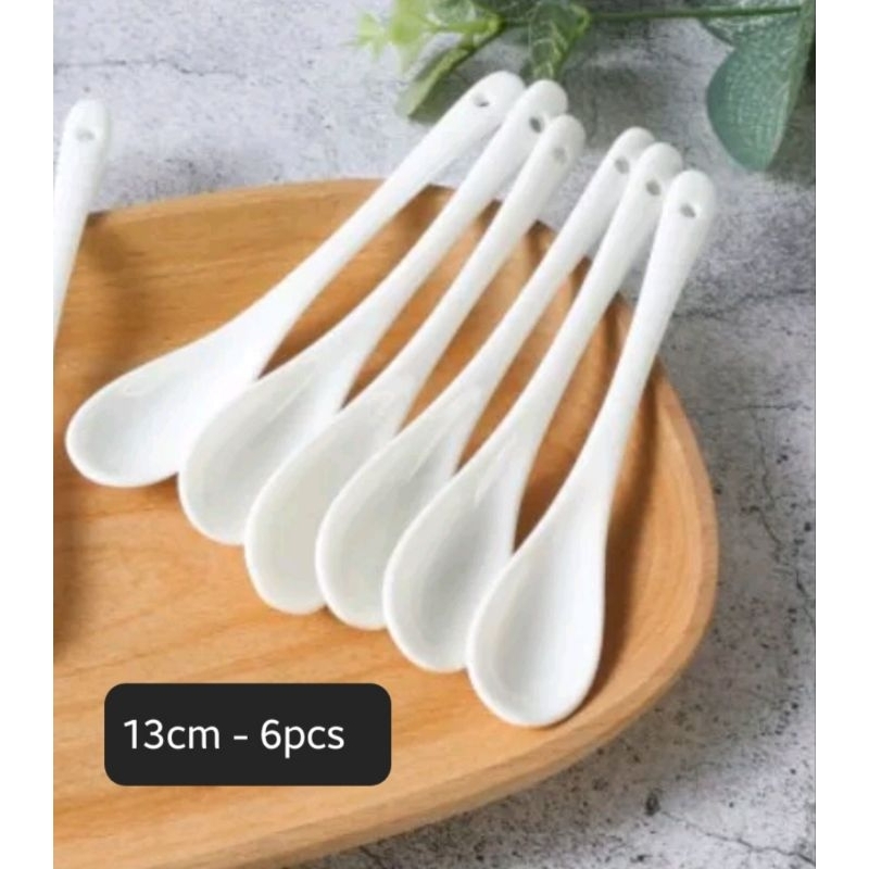 Sudu Perencah Ceramic White Coffee Sugar Spoon Soup Tea Spoons Honey ...