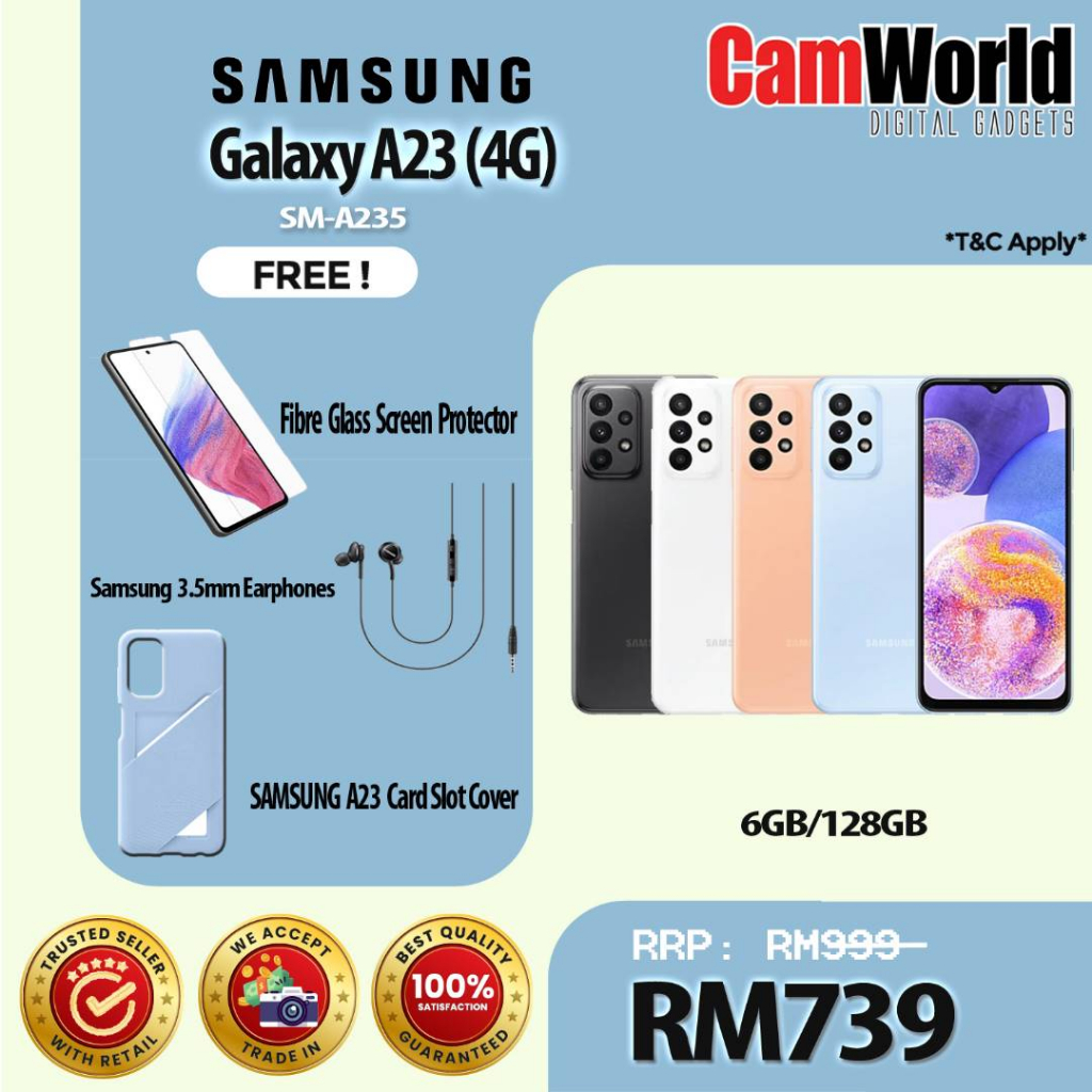 Samsung Galaxy A23 ( SM-A235 ) ( 6GB + 128GB ) With Cover , 3.5mm & Fibre Glass | Shopee Malaysia