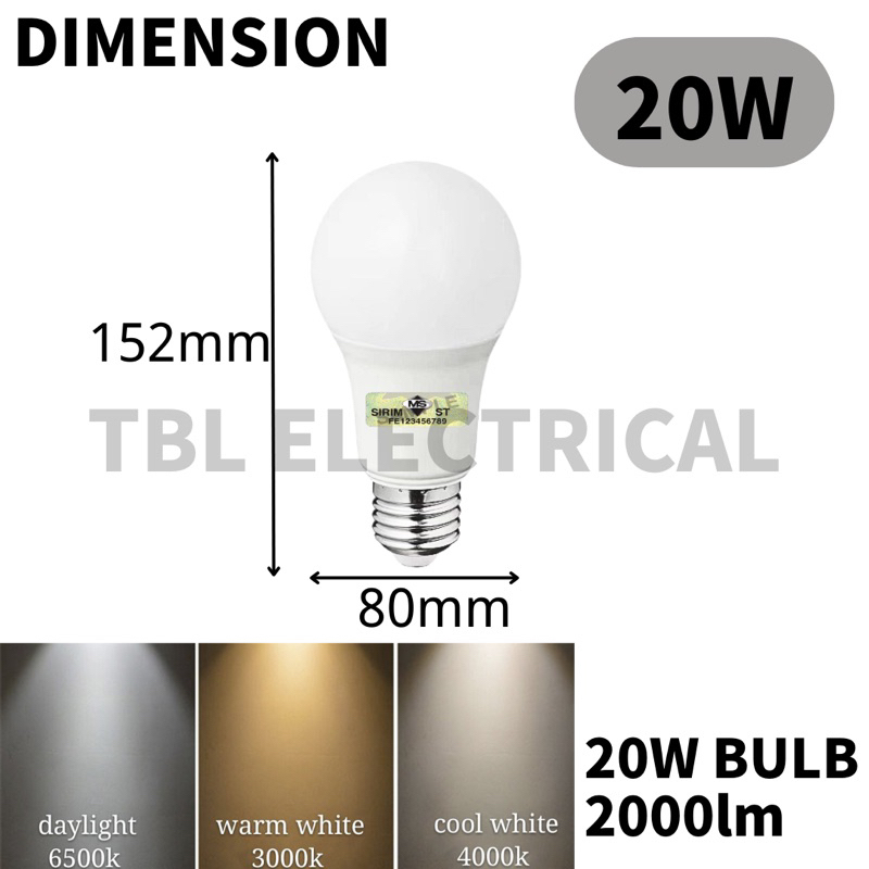 🔥SIRIM🔥 LED E27 Bulb 5W 10W 15W 20W 25W Mentol Lampu Energy Saving ...