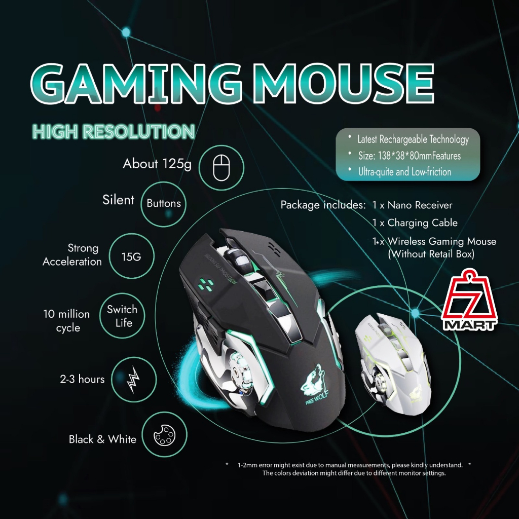 Rechargeable Wireless Silent LED Backlit Gaming Mouse USB Optical Mouse ...